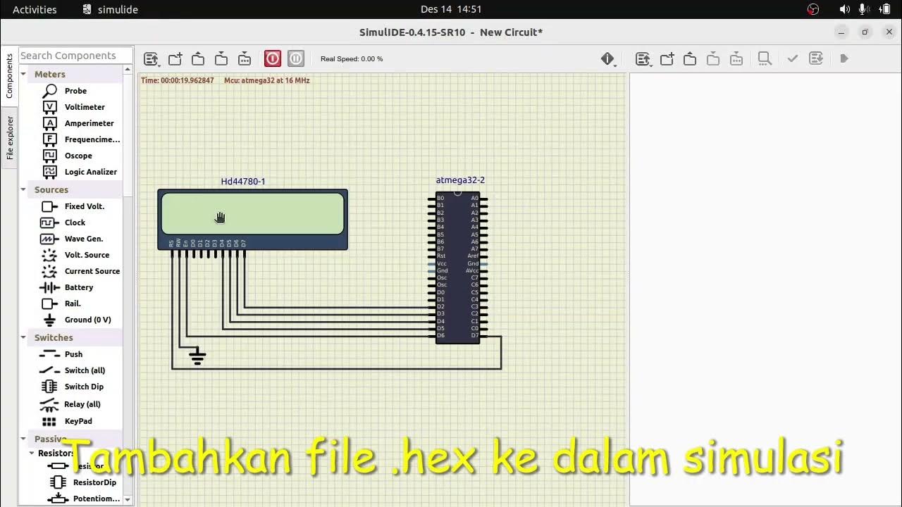 Program LCD atmega32 AVR-GCC SIMULIDE - YouTube