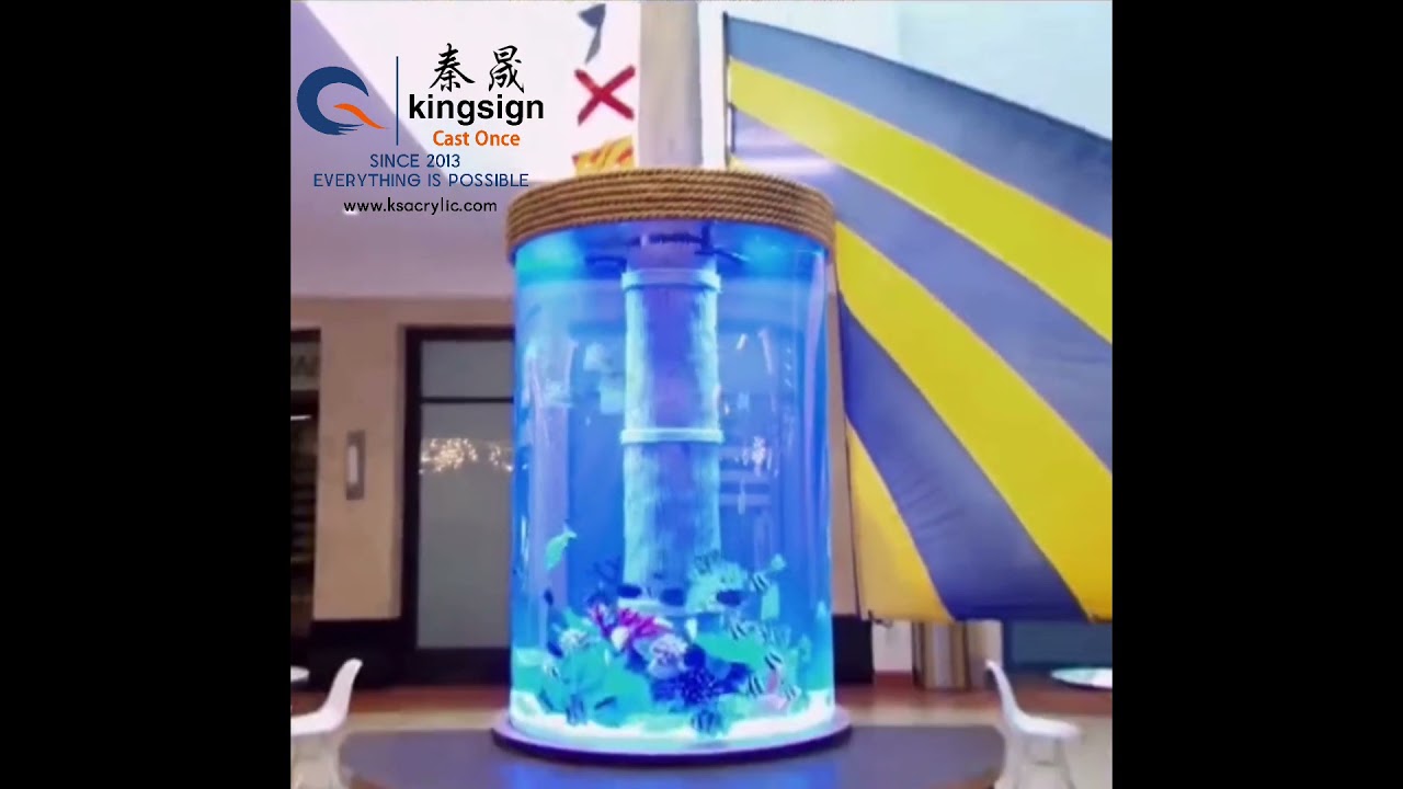 Large diameter Acrylic cylinder fish aquarium tank - YouTube