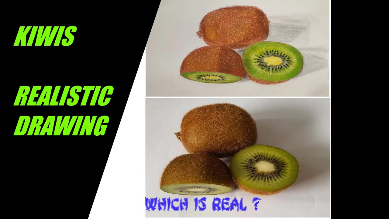 How to draw KIWIS / REALISTIC DRAWING / FRUITS / 3D ART/ PENCIL COLOR ...