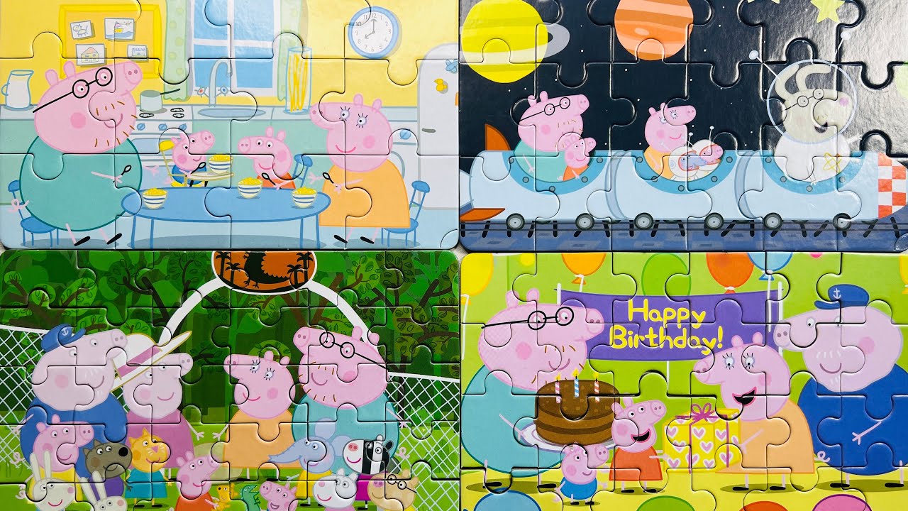 4 x Peppa Pig Jigsaw Puzzles for Kids 🎈 - YouTube