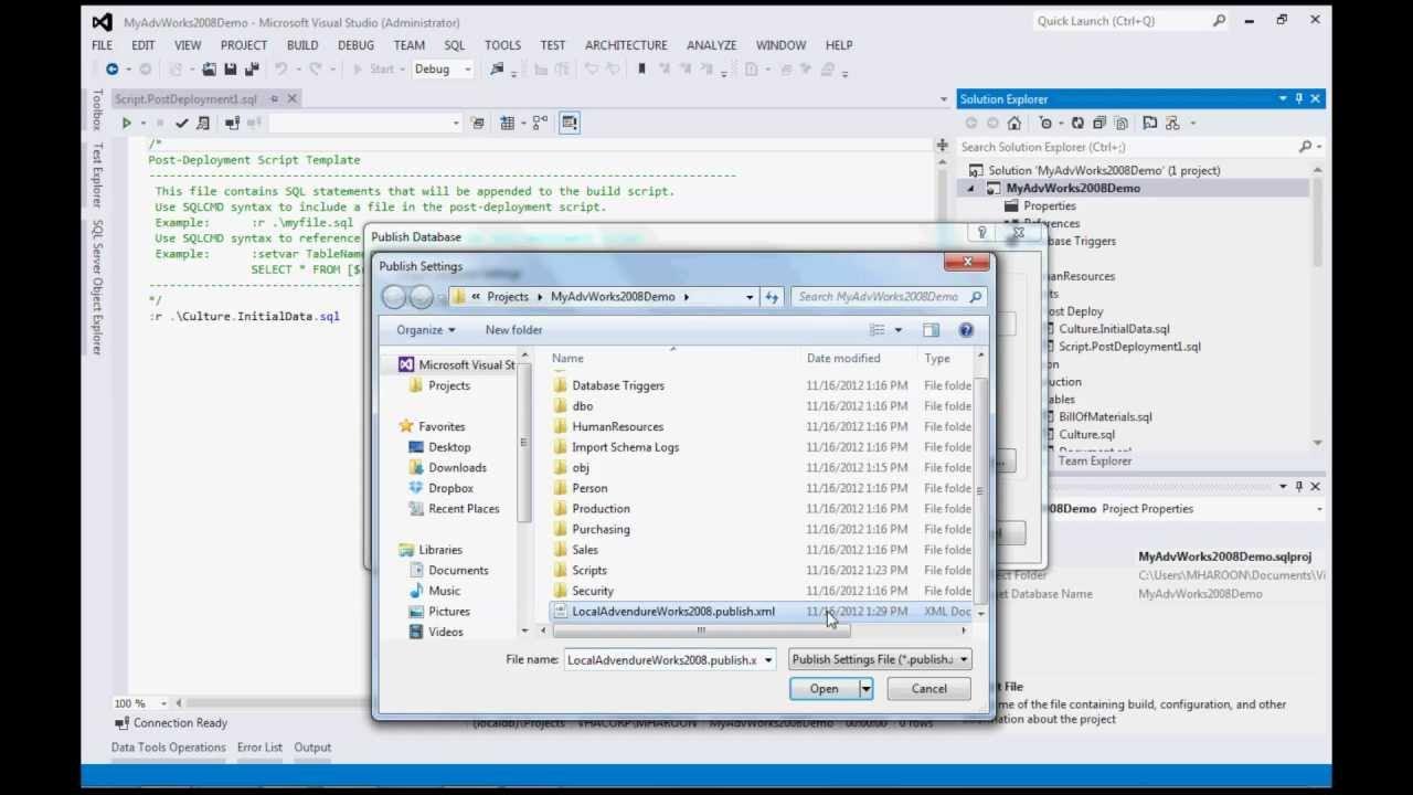 Visual Studio 2012 SQL Server Data Tools Demo - YouTube