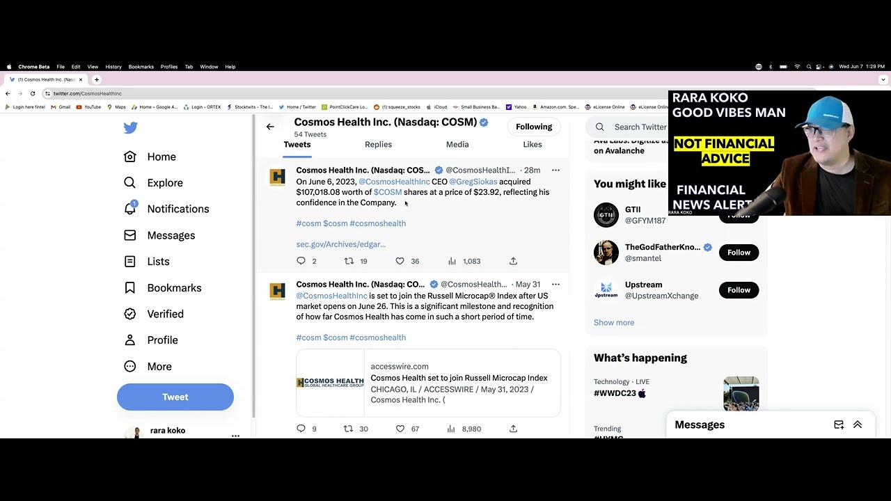 COSM STOCK MASSIVE INSIDER BOUGHT COSM STOCK WHY? WHAT IS ABOUT TO ...