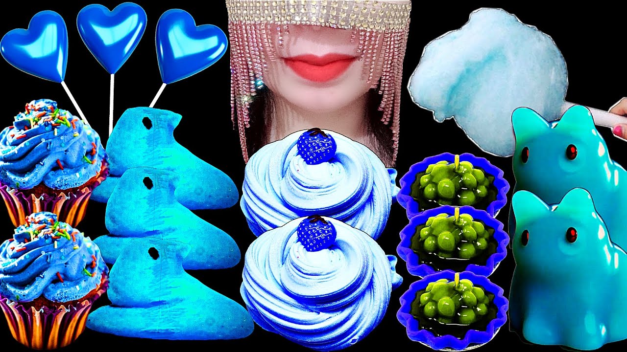 ASMR BLUE FOOD MUKBANG | JELLY, GAMMY, CANDY NO TALKING EATING SHOW ...