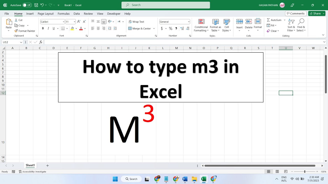 How To Type M3 In Excel 2023 YouTube How To Type M3 In Excel 2023 YouTube