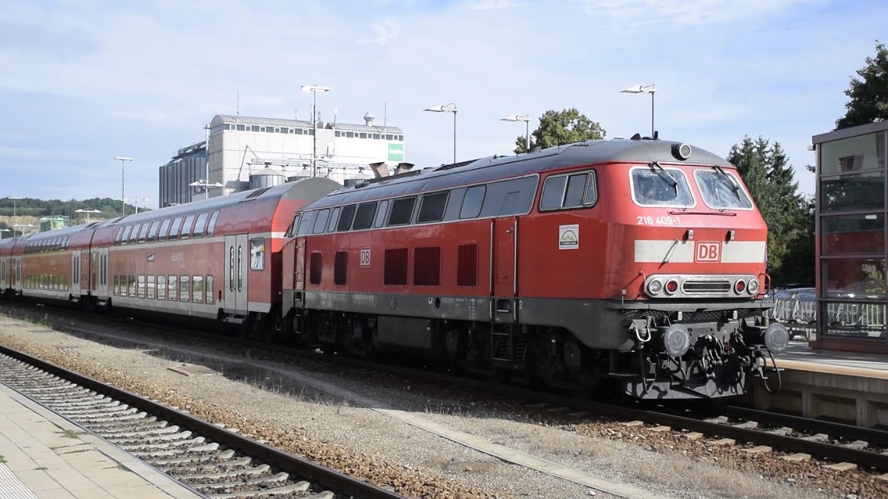 Züge in Biberach an der Riß - BR 218 und VT 611 auf der Südbahn! - YouTube