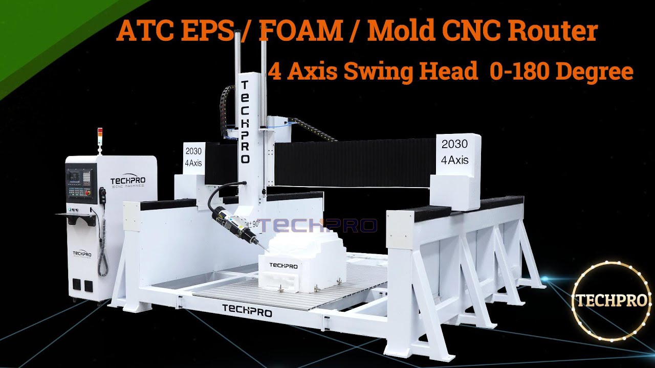 TechPro® high end 4 axis cnc machine with rotaty spindle and device for ...