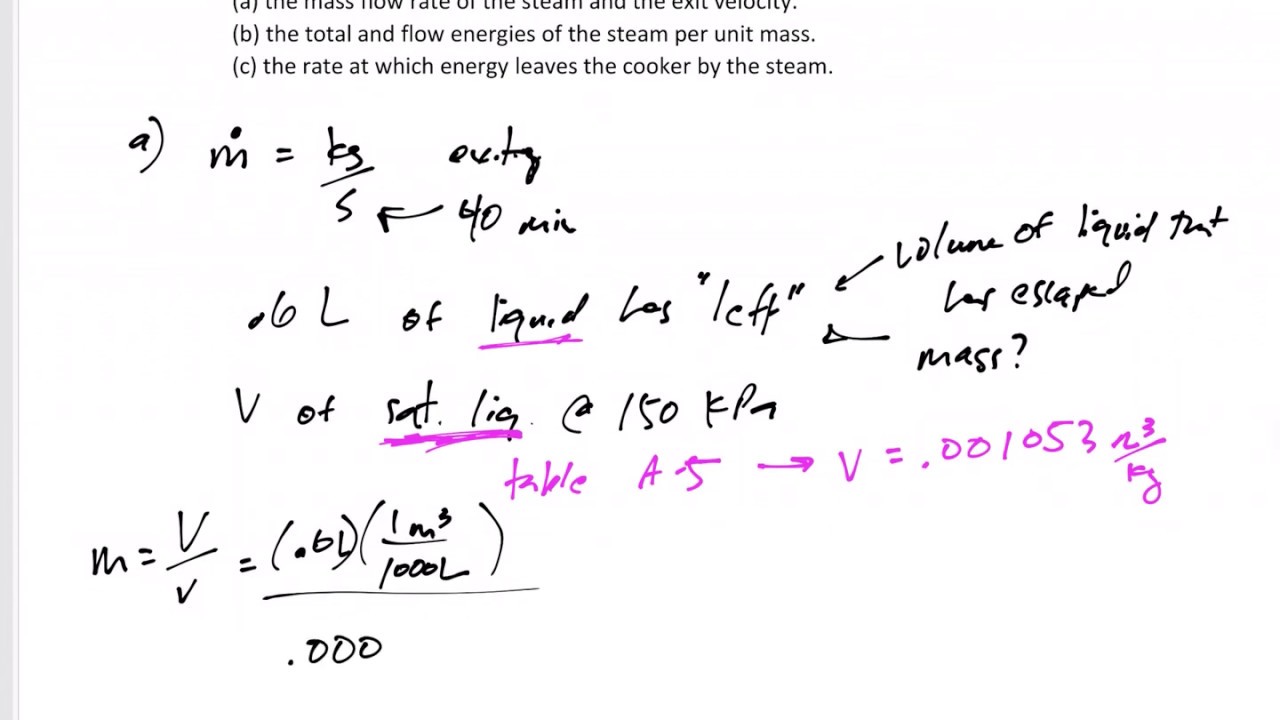 Thermodynamics - 5-2 Energy of a flowing fluid example 1 - YouTube