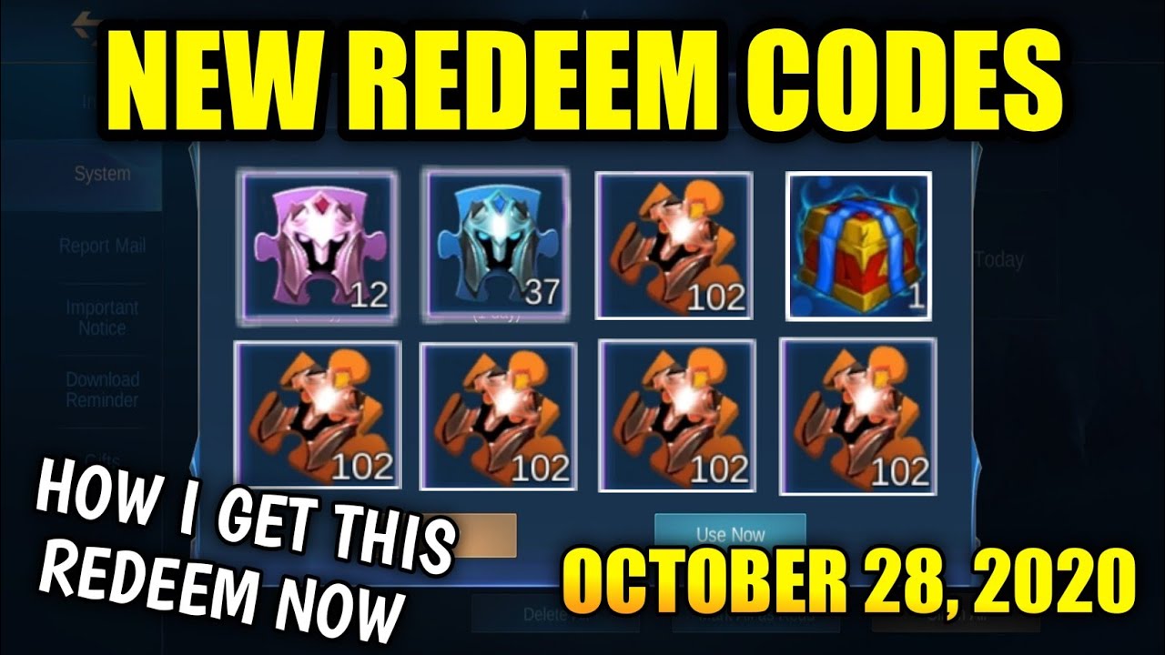 ML NEW REDEEMPTION CODES OCTOBER 28, 2020 | MOBILE LEGENDS - YouTube