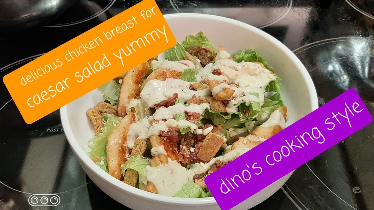 how to make delicious chicken breast for caesar salad topping - YouTube