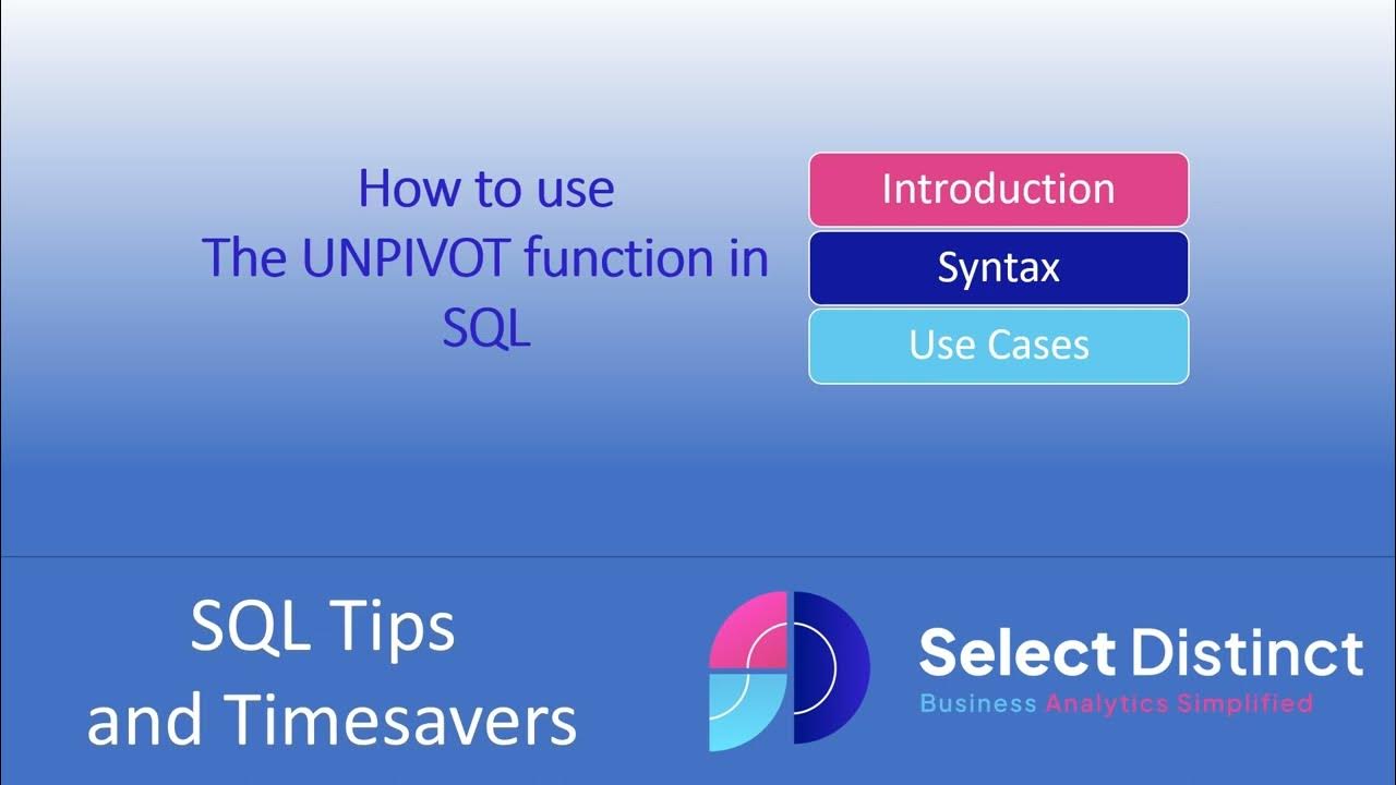 How To Use The Unpivot Function In Sql Youtube