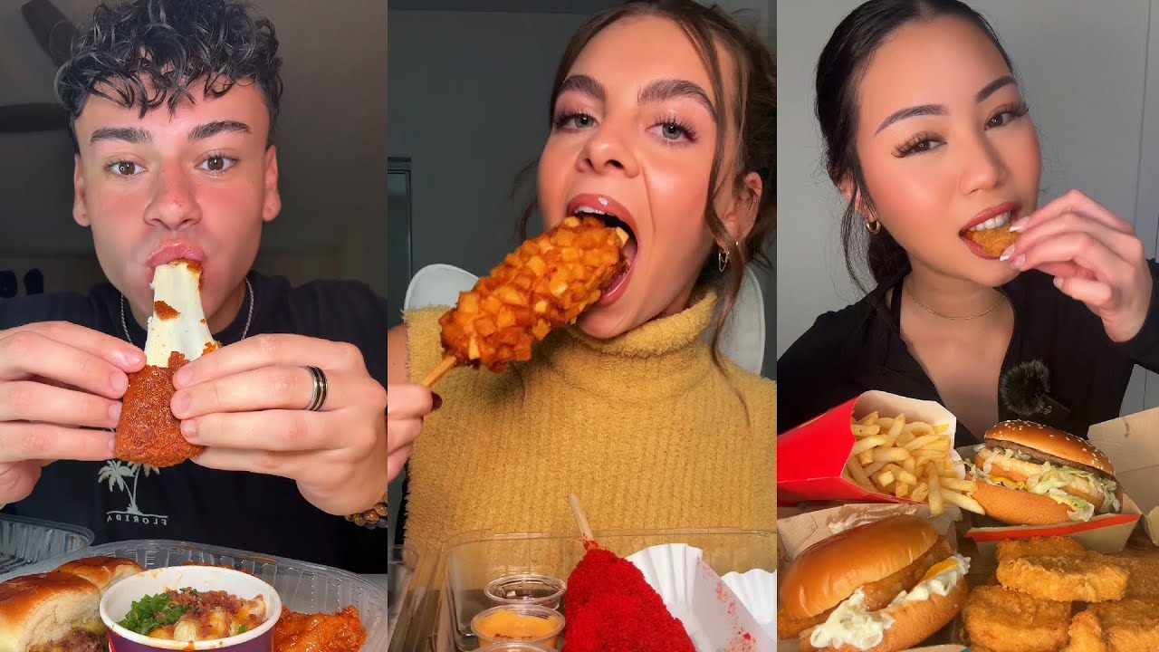 TIKTOK Mukbang Compilation | Chili's, McDonald's, In-N-Out, Wingstop ...