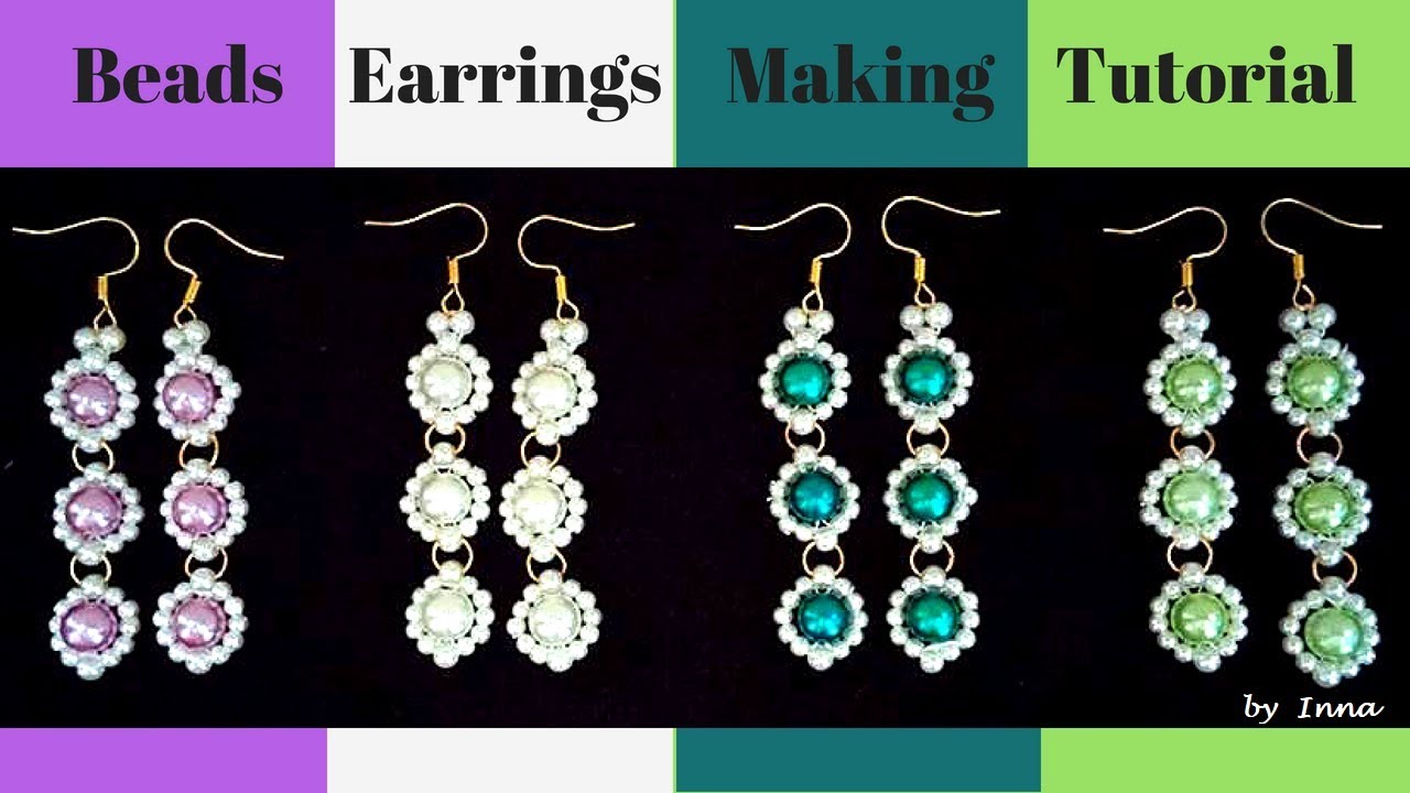 Beaded earrings tutorial. Easy beaded earrings pattern - YouTube