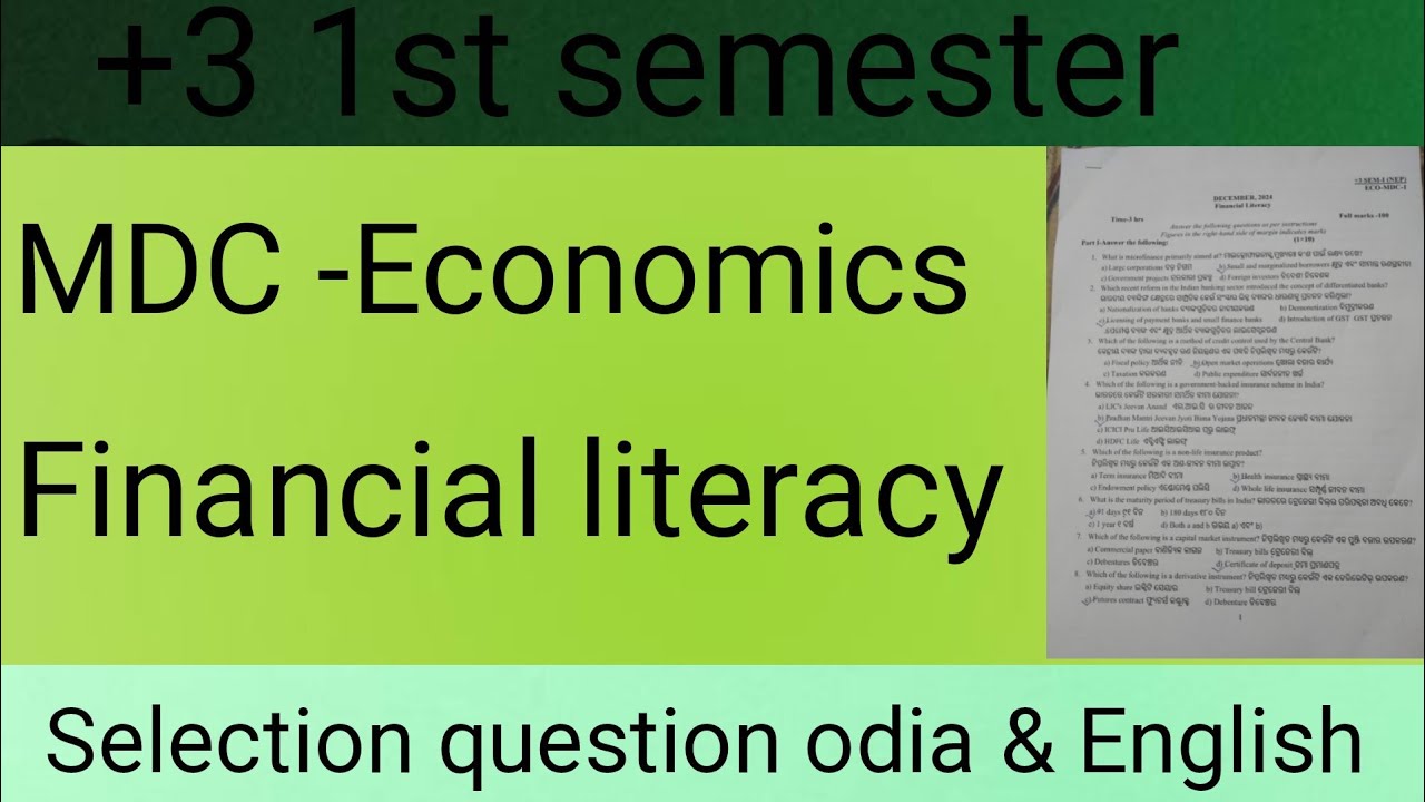 MDC-ECONOMICS Financial literacy selection question +3 1st year 1st ...