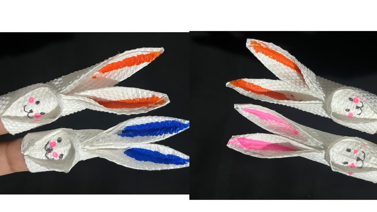 Tissue paper Rabbit 🐰 | Finger puppet paper rabbit | Sanam's Diaries ...