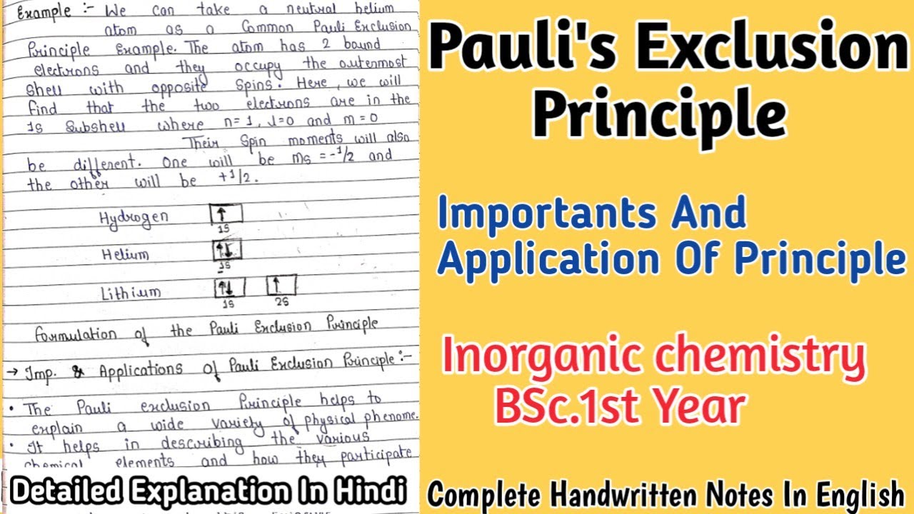 Pauli Exclusion Principle | Complete Handwritten Notes for BSc. 1st ...