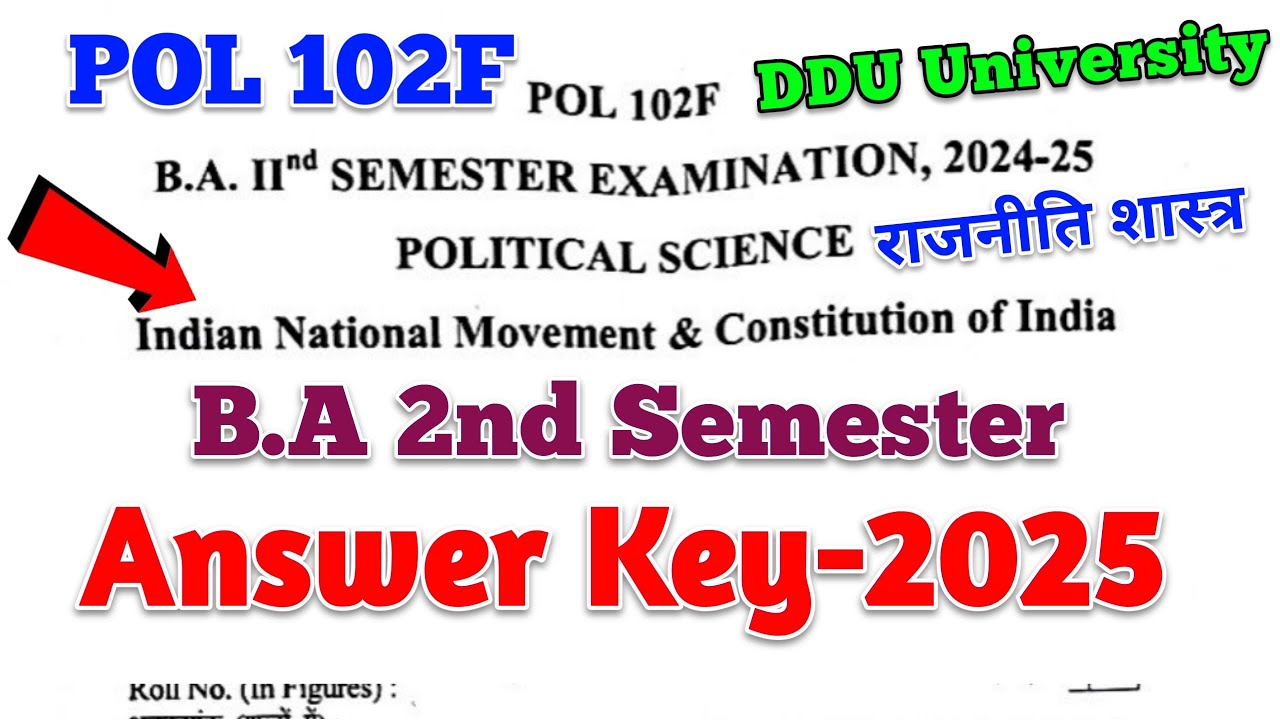 POL 102F Answer Key-2025 | ba 2nd semester political science answer key-2025 | ddu university ...