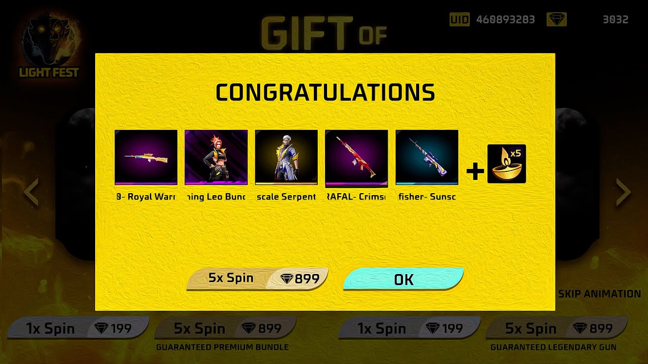 Free Fire Gift of Light Event Spin Today 🎁 RIP 4000 Diamonds 💎 Garena ...