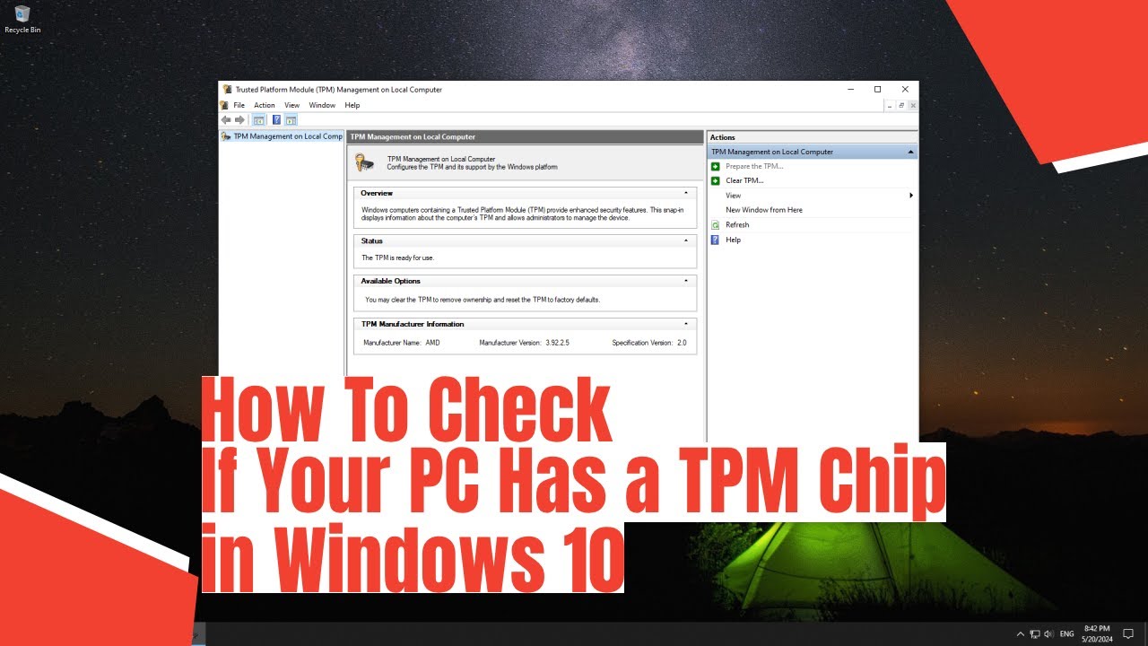 How To Check If Your PC Has a TPM Chip in Windows 10 - YouTube