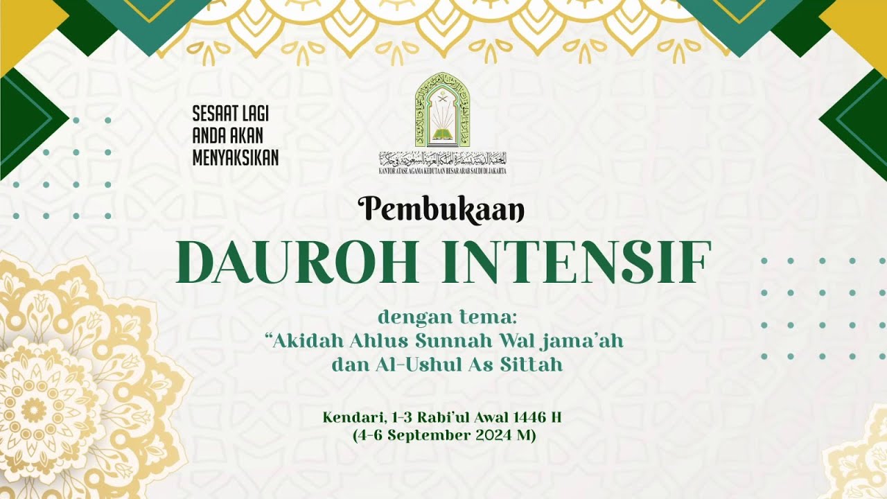 🔴[LIVE] MATERI KE-4 DAUROH SYAR'IYYAH INTENSIF ATASE AGAMA KERAJAAN ...