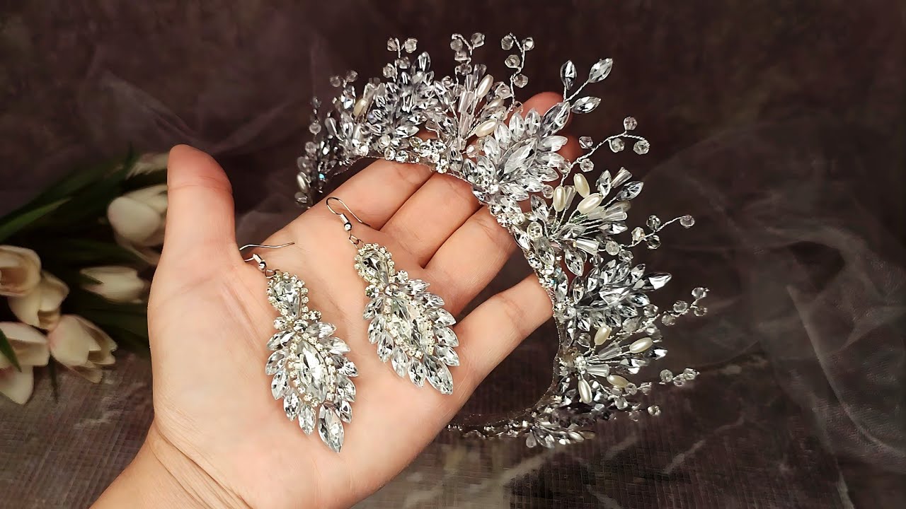 New and trending idea of making crystal earring set with crown/easy and ...
