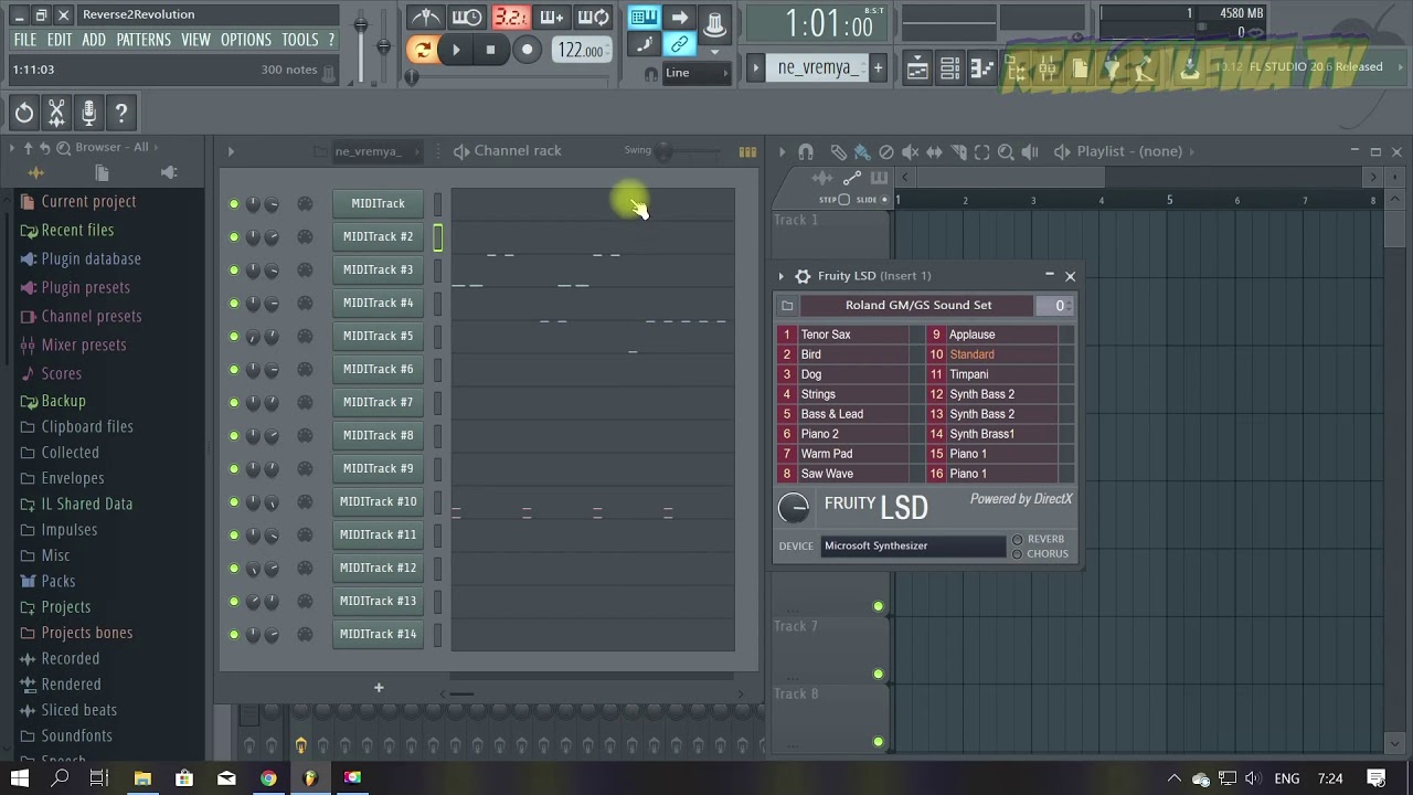 Инструменты, выставленные в Fruity LSD сбрасываются при запуске музыки ...