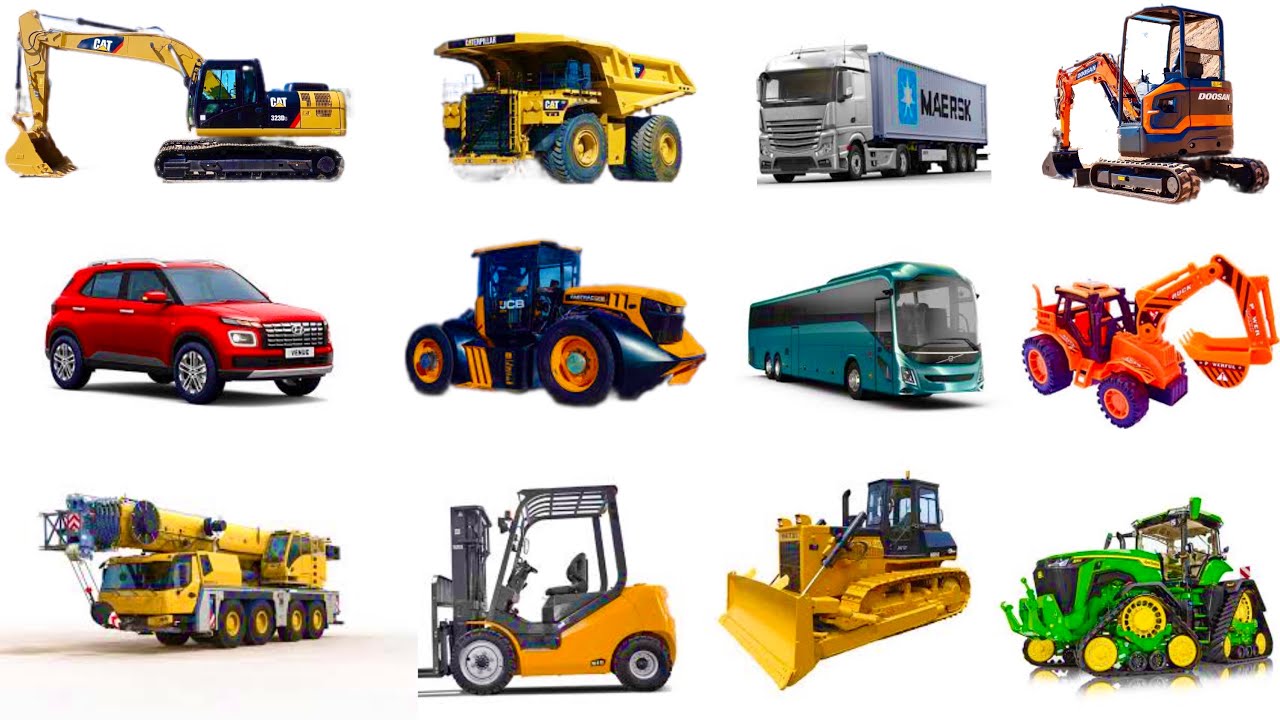Mix Cars, Excavator, Bulldozer, Monster Cars, Tractor, Truck, Racing ...