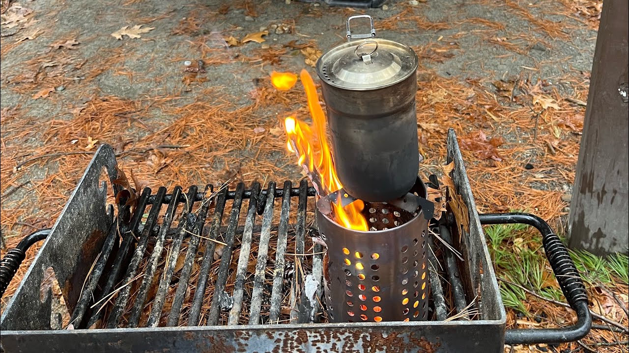 1-5-2023 hot cocoa on a cool rainy morning with a hobo stove - YouTube