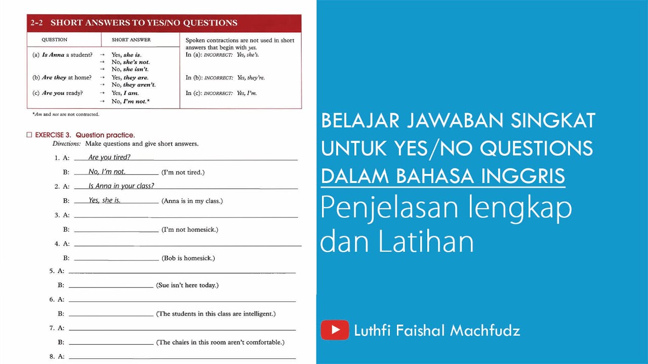 Belajar Jawaban Singkat untuk Yes No Questions dalam Bahasa Inggris – Penjelasan Lengkap dan ...