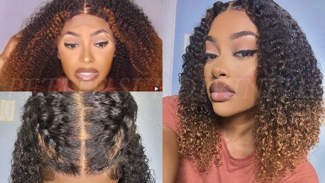 Just WOW! 3b/3c Kinky Curly Golden Ombre 13x6 Lace Front wig ft ...