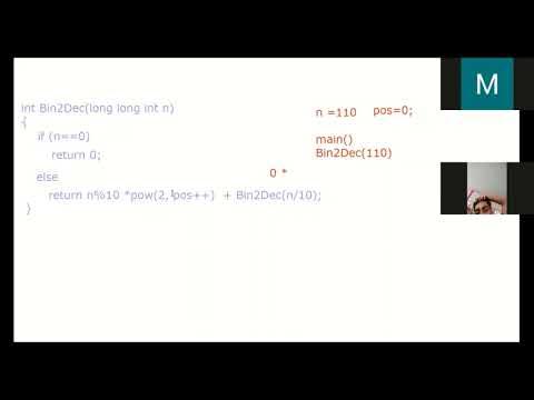 Implement recursive function to convert binary to decimal. - YouTube