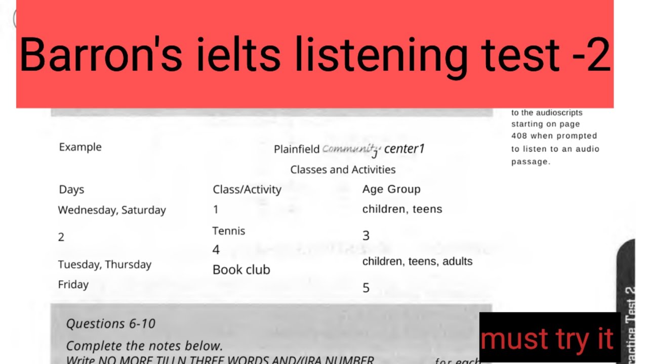 Barron's ielts listening test with answers 2024|Hd video| - YouTube