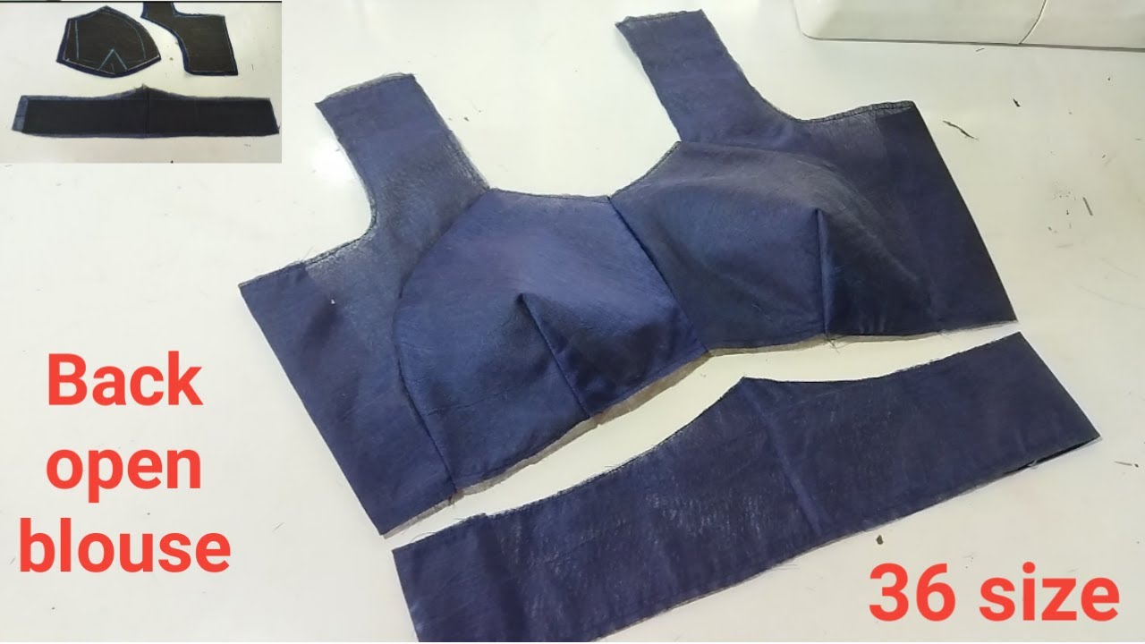 Back open blouse cutting and stitching/back hook blouse cutting/36 size ...