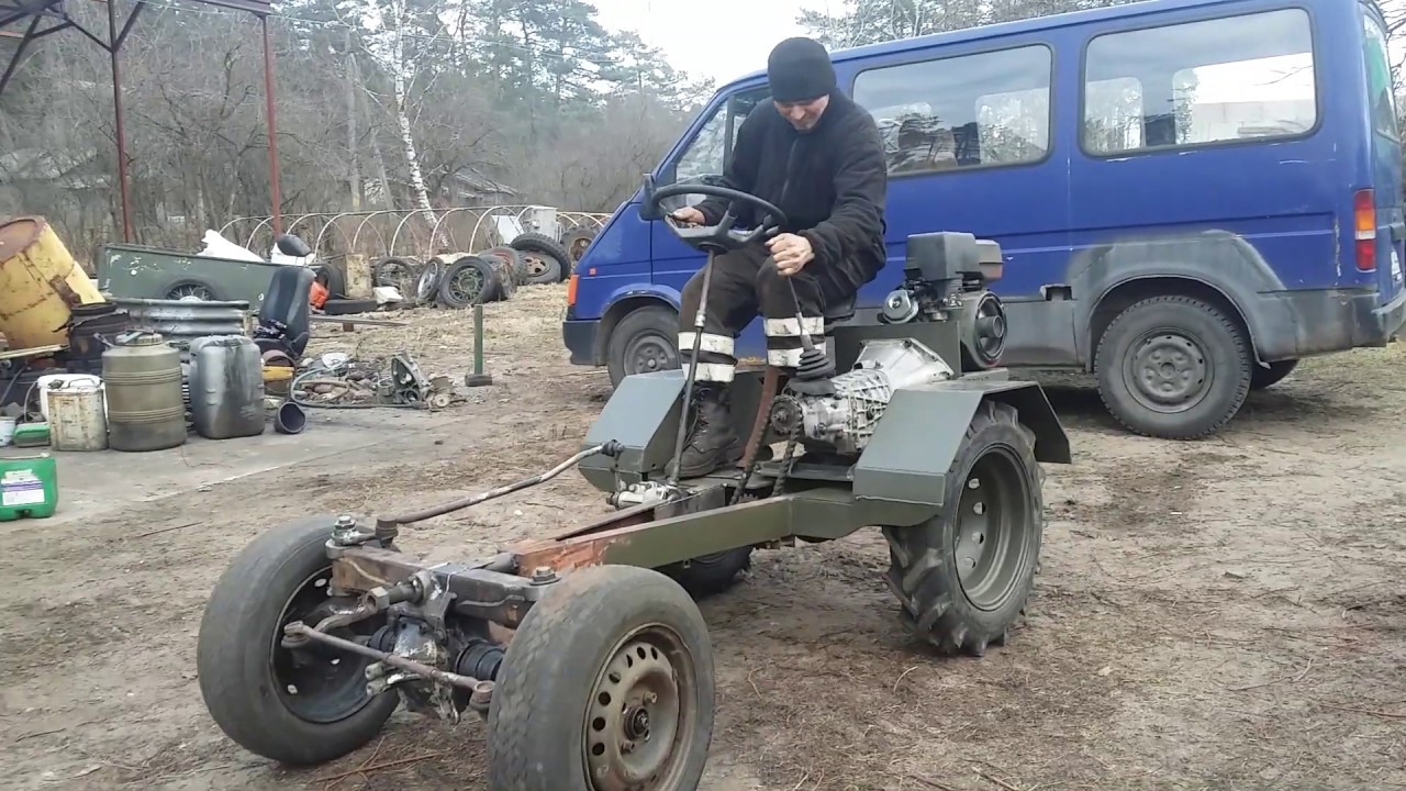 Homemade all wheel drive mini traktor with a tipper body/мини трактор ...