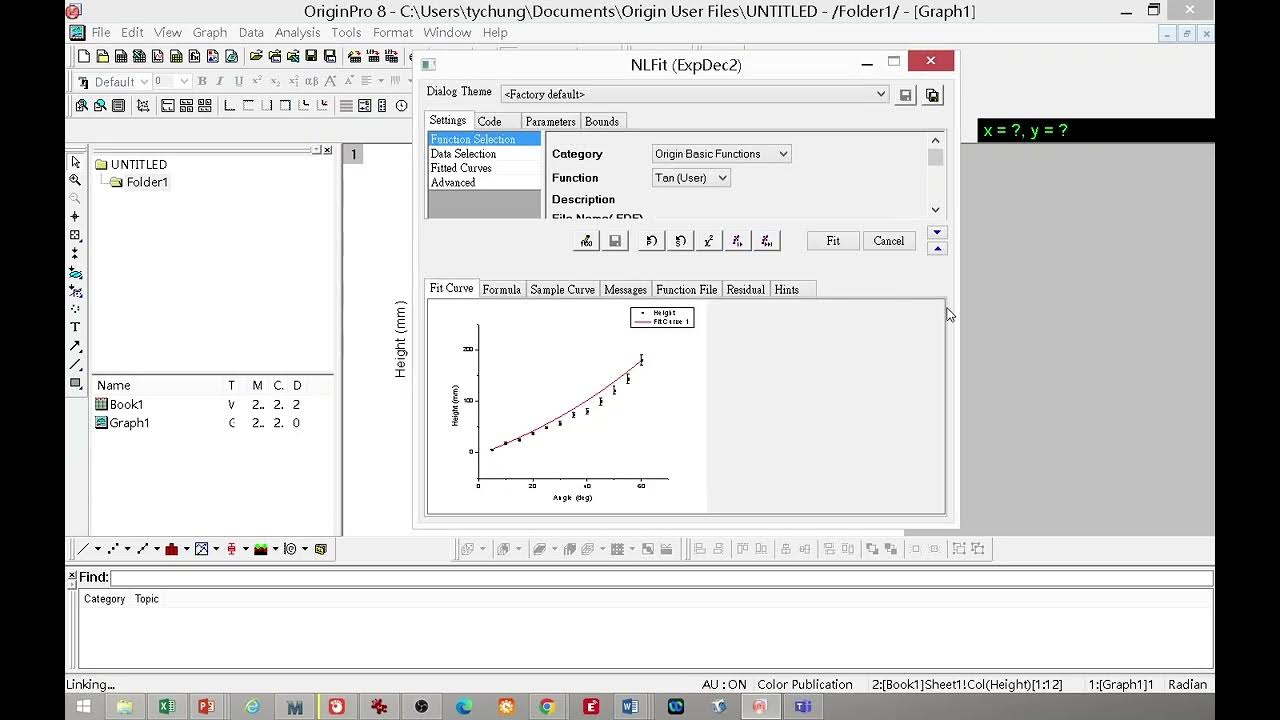 Lab 0 - Origin - Nonlinear curve fitting - YouTube