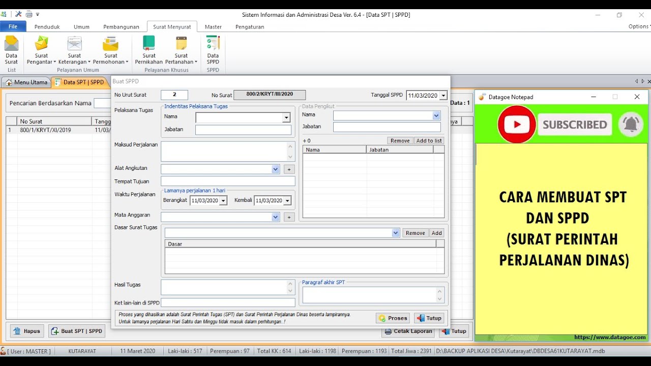 MEMBUAT SPT DAN SPPD (SURAT PERINTAH PERJALANAN DINAS) - YouTube
