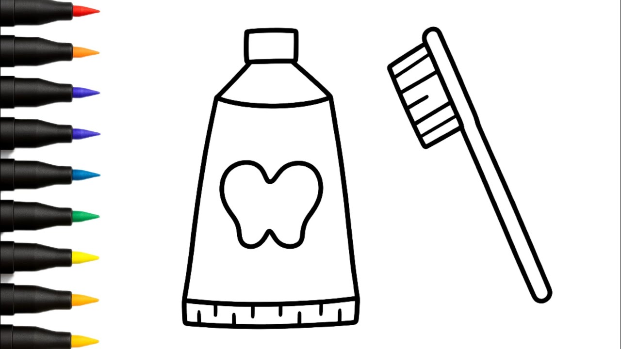 How to Draw Toothbrush and Toothpaste | Cute Toothbrush & Toothpaste ...