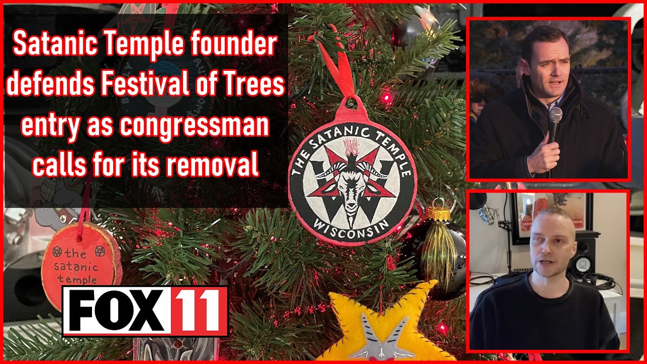 Satanic temple Christmas tree; congressman objects - YouTube