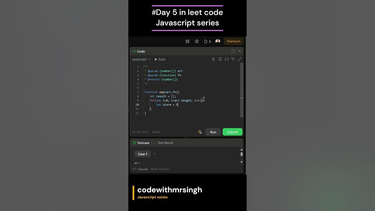 "Day 5 of my 30 Day Javascript challenge" || leet code Solution and Tips - YouTube