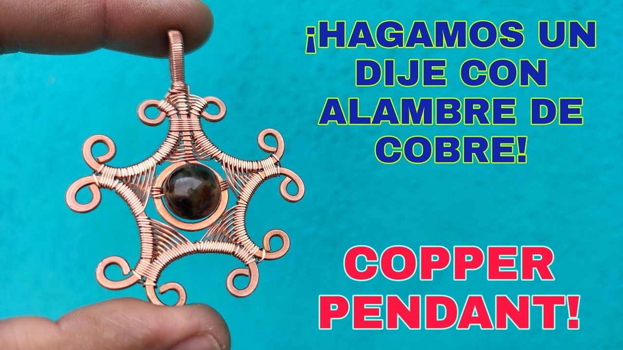 DIJE con COBRE y piedra perforada| como hacer un DIJE con ALAMBRE de ...