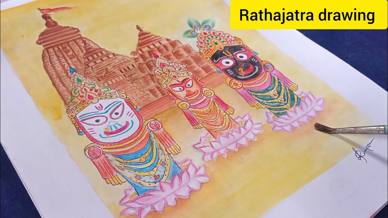 Rath Yatra special drawing 🌼 / Jagannath ji drawing 🙏 with colour ...