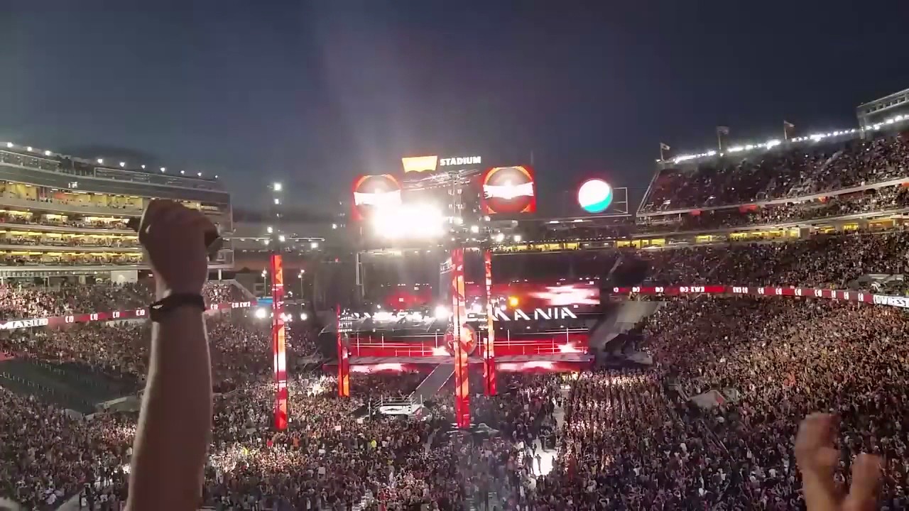WWE wrestlemana 31 fireworks Seth Rollins won the WWE worldhevey ...