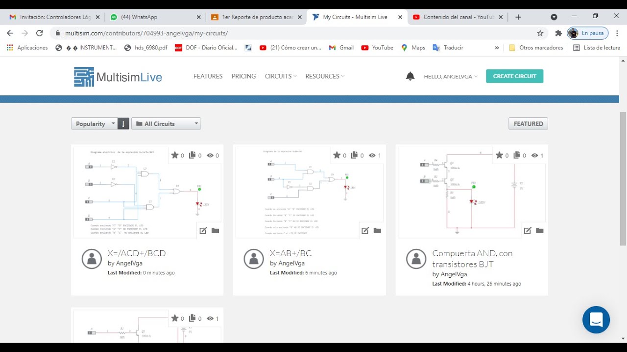 Diagrama eléctrico en Multisim X= AB+/BC y /ACD+/BCD - YouTube