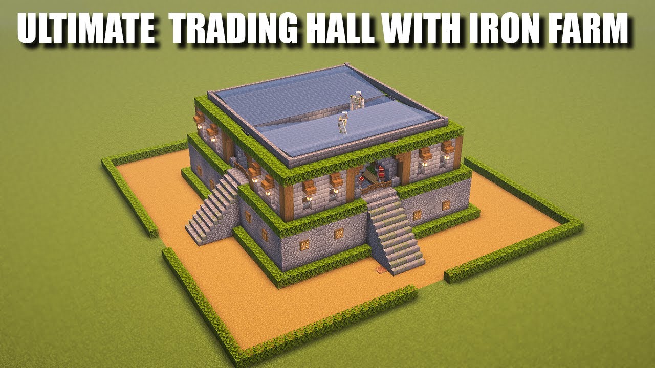 Ultimate Trading Hall With Iron Farm Tutorial || 1.21.4 || Java/bedrock ...