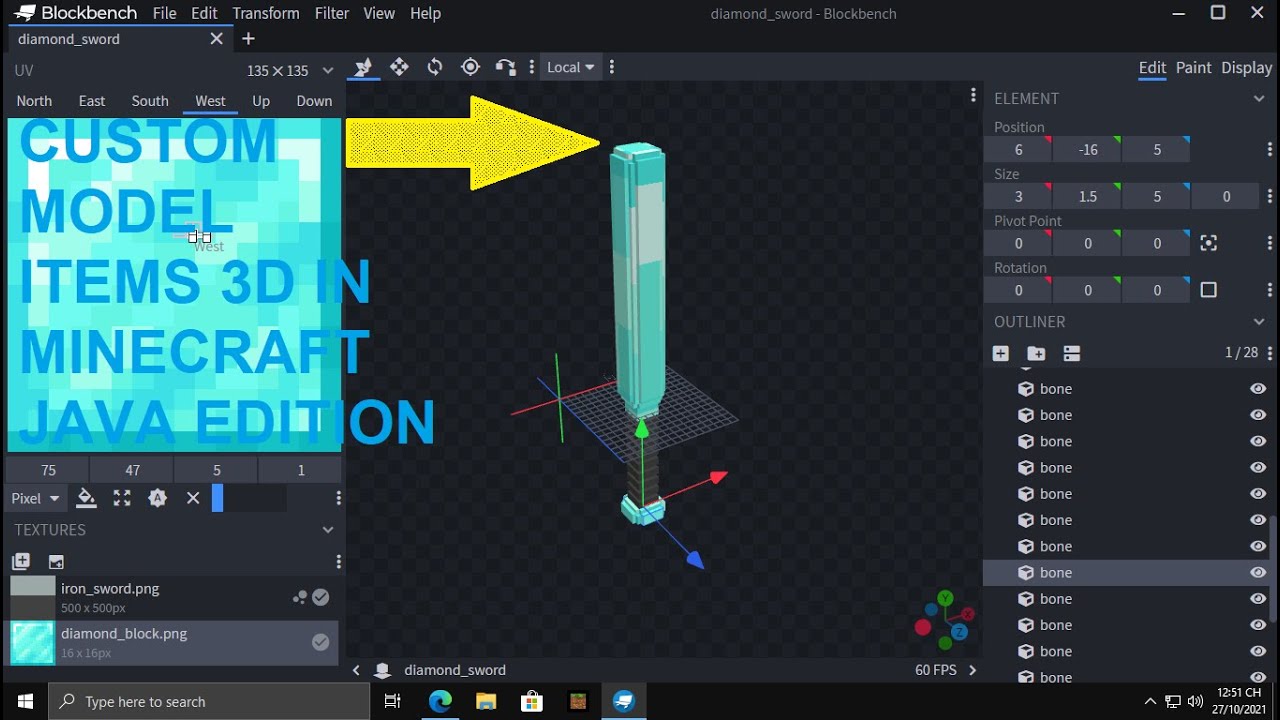 Hướng dẫn custom model items 3D in Minecraft Java Edition ! - YouTube