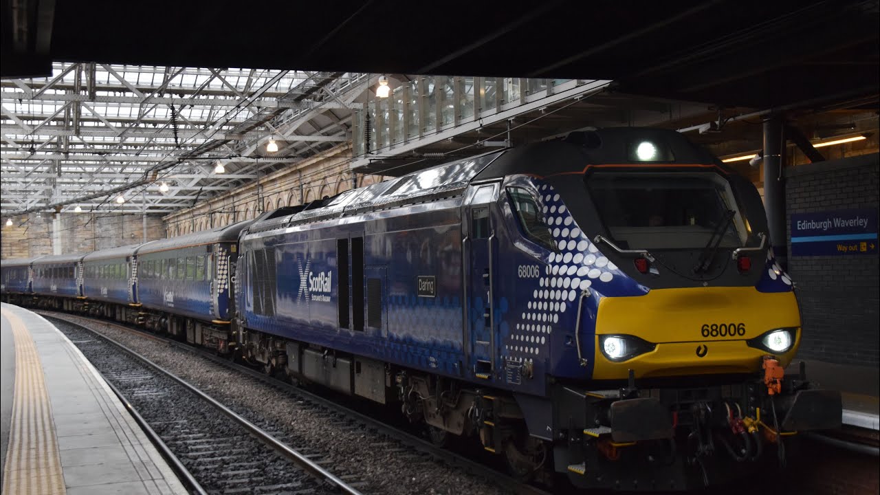 68006 leaving Edinburgh on a ECS heading for Motherwell depot 28/6/17 ...