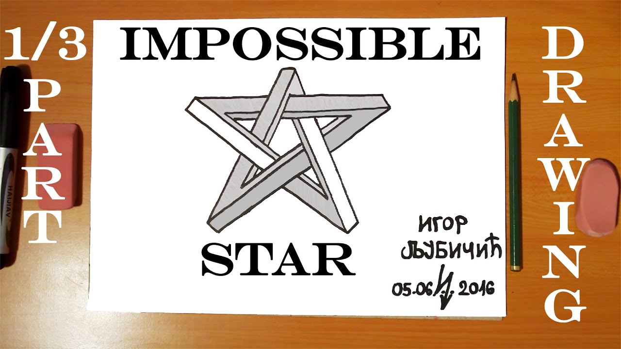 How to Draw The IMPOSSIBLE STAR Step by Step Easy - Optical 3D Illusion on paper | TUTORIAL 1/3 ...