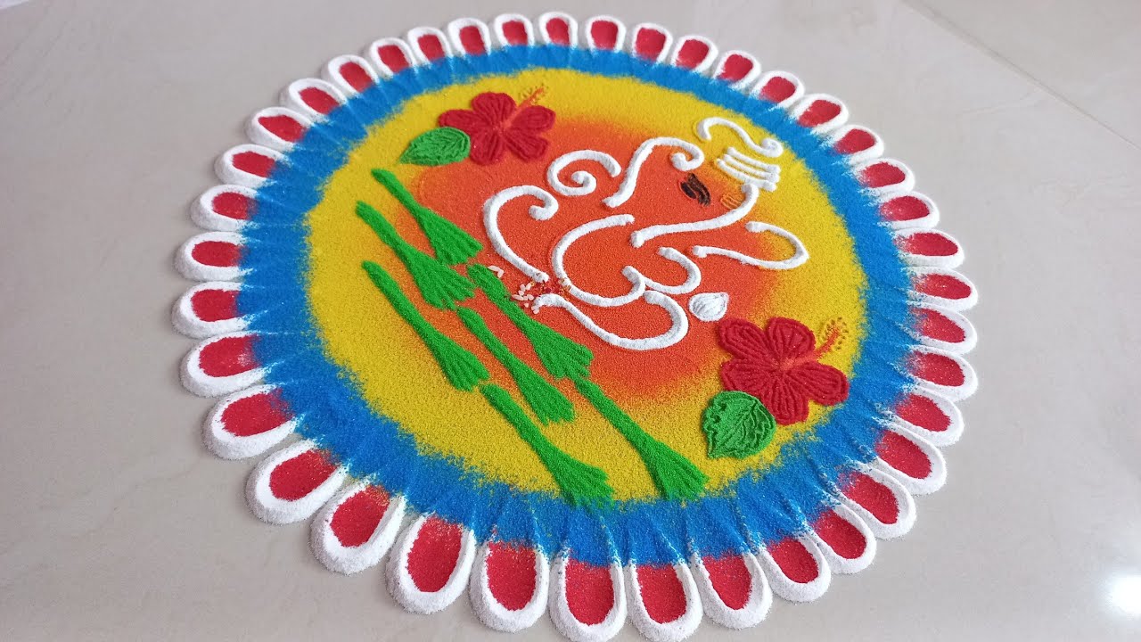 Ganpati Bappa Rangoli |Easy Ganpati Bappa Rangoli|Simple Bappa Rangoli ...