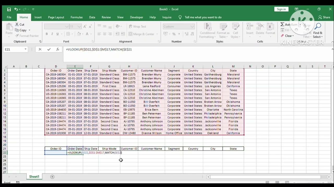 Vlookup+Match function In Microsoft Excel - YouTube