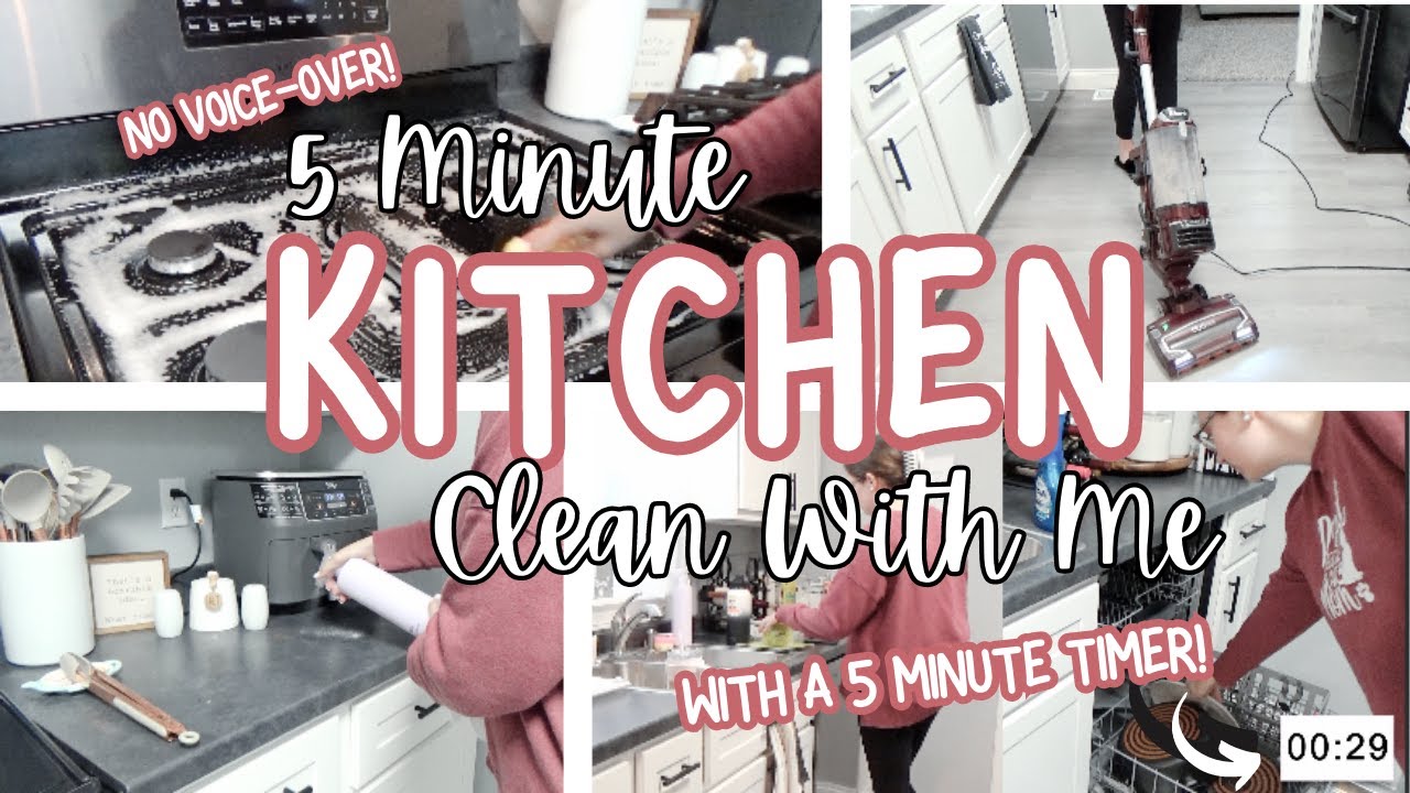 5 MINUTE KITCHEN CLEAN WITH ME! W/ TIMER! | Cleaning Motivation | No ...
