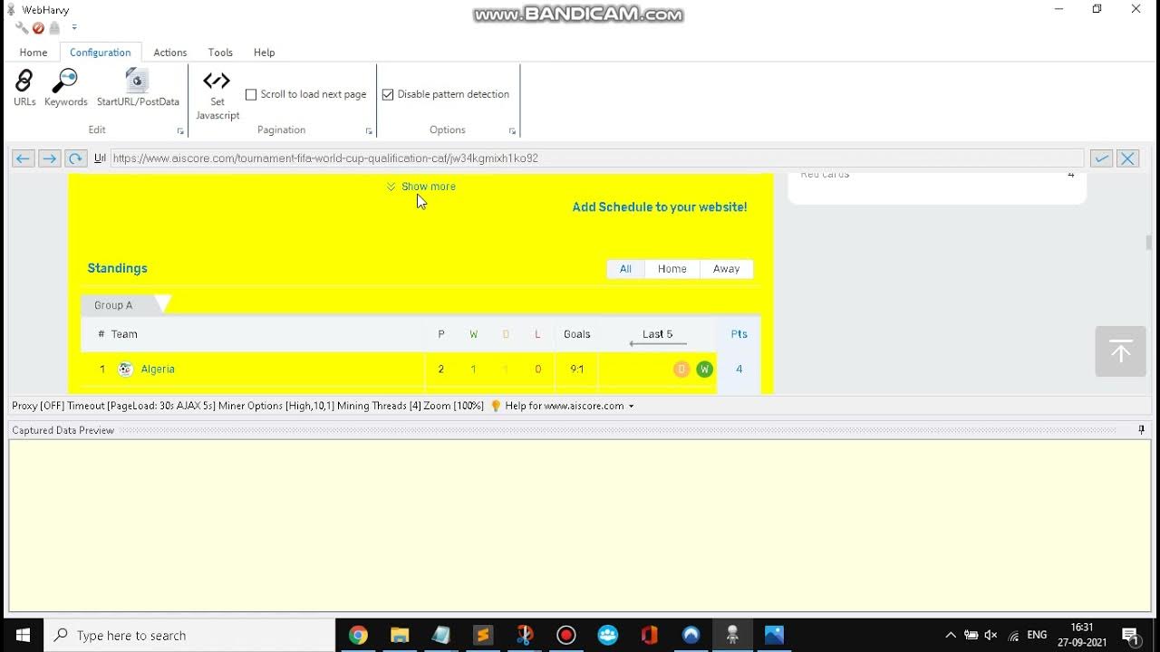 Scraping match URLs from AiScore using WebHarvy | aiscore.com - YouTube